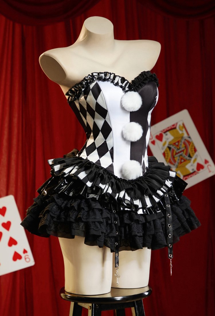 Halloween Gothic Jester Style Strapless Corset Top - Color-Blocked ...