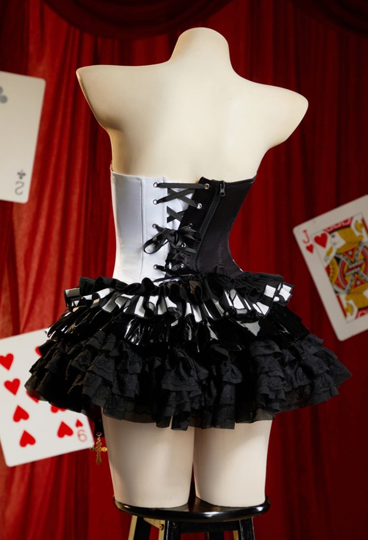 Halloween Gothic Jester Style Strapless Corset Top - Color-Blocked ...